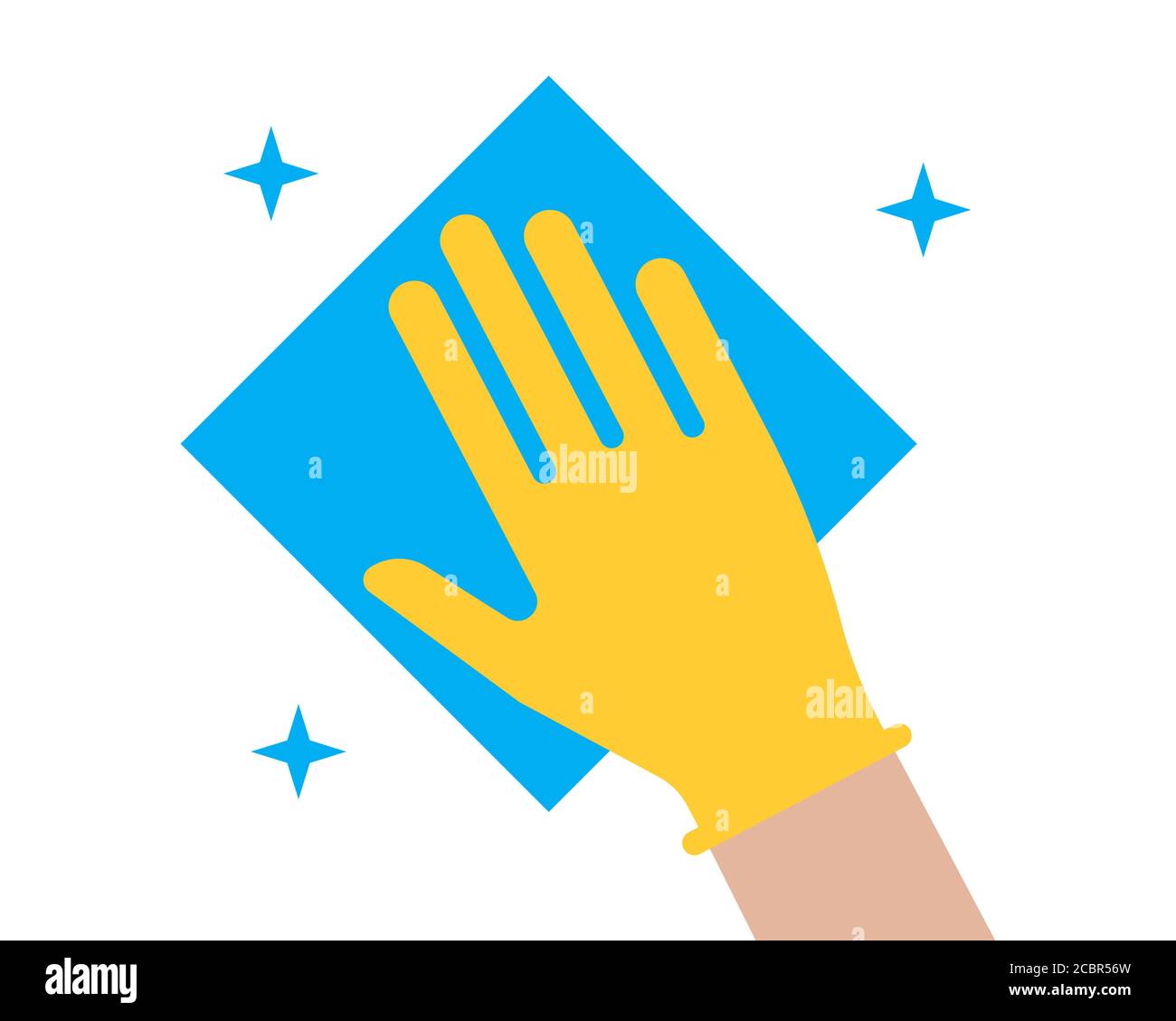 Hand in glove wipes dust with a napkin icon. Vector illustration Stock ...
