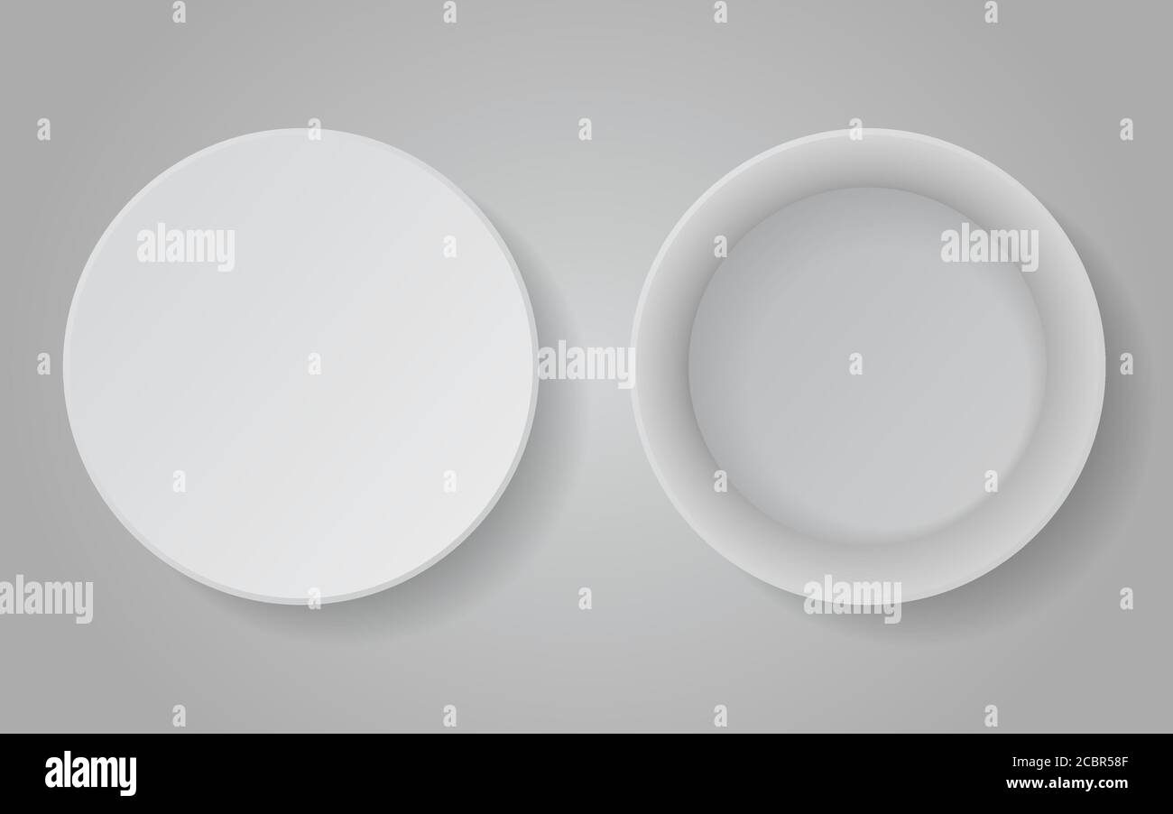 Realistic cardboard round white box for stuff. Vector illustration ...