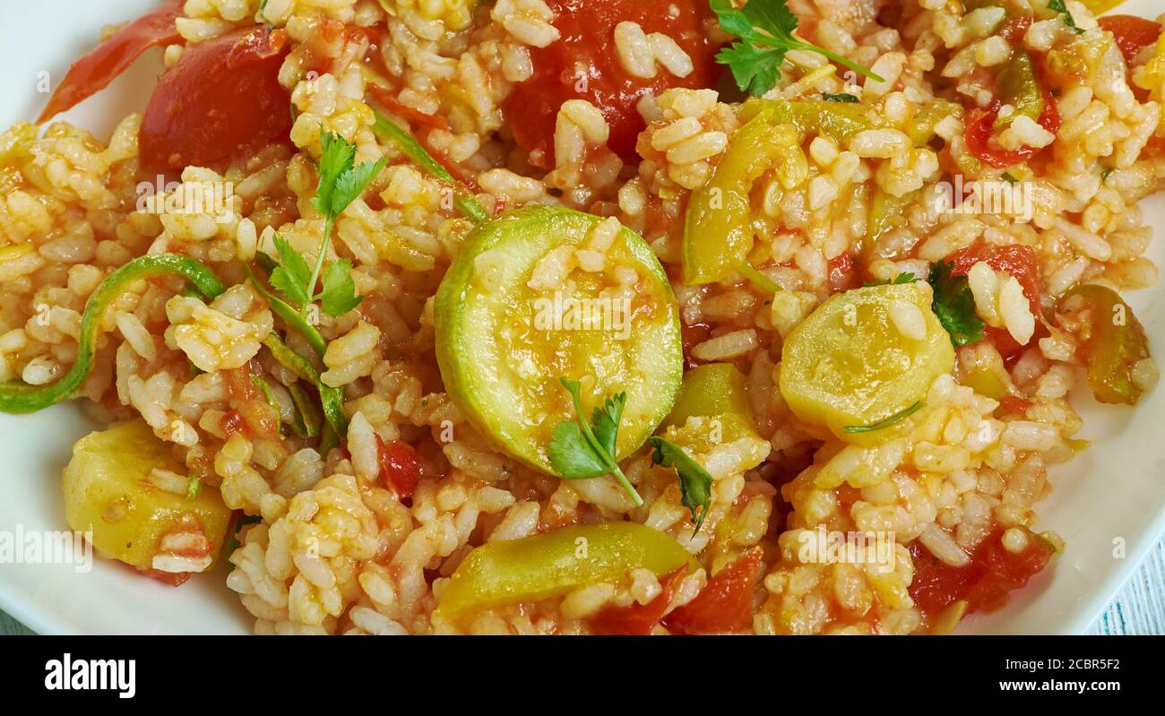 Tomato courgette risotto creamy Italian classic, finished with ...