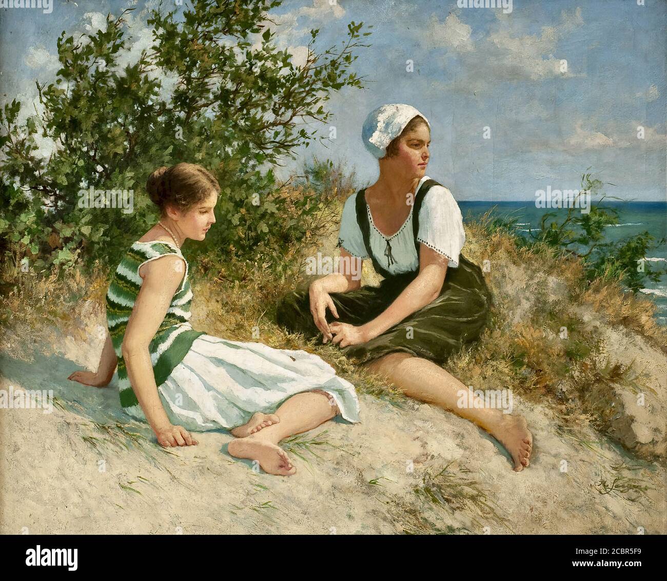 Seeger Hermann - the Artist's Daughters on the Beach - German School ...