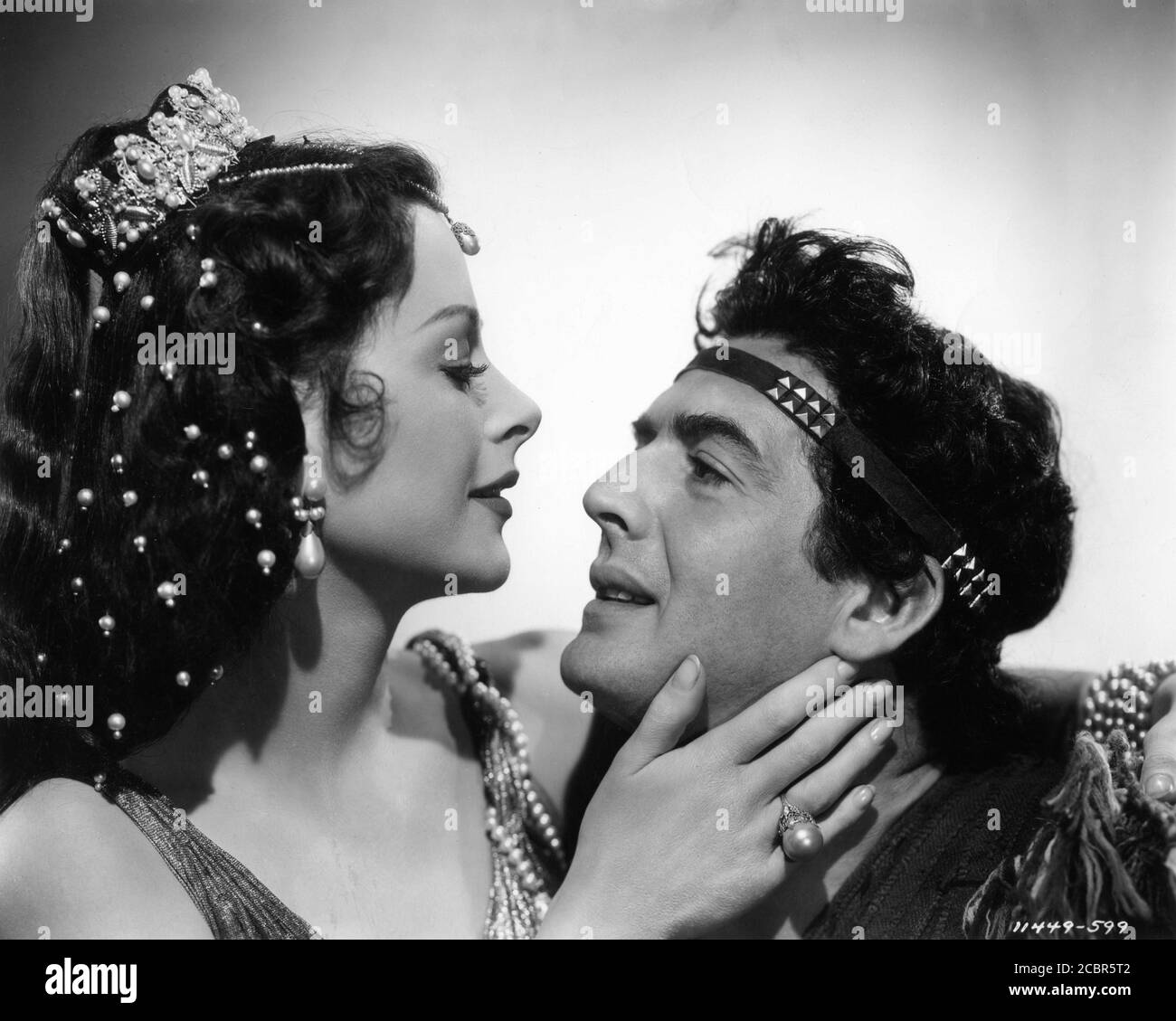 HEDY LAMARR and VICTOR MATURE posed publicity portrait for SAMSON AND ...