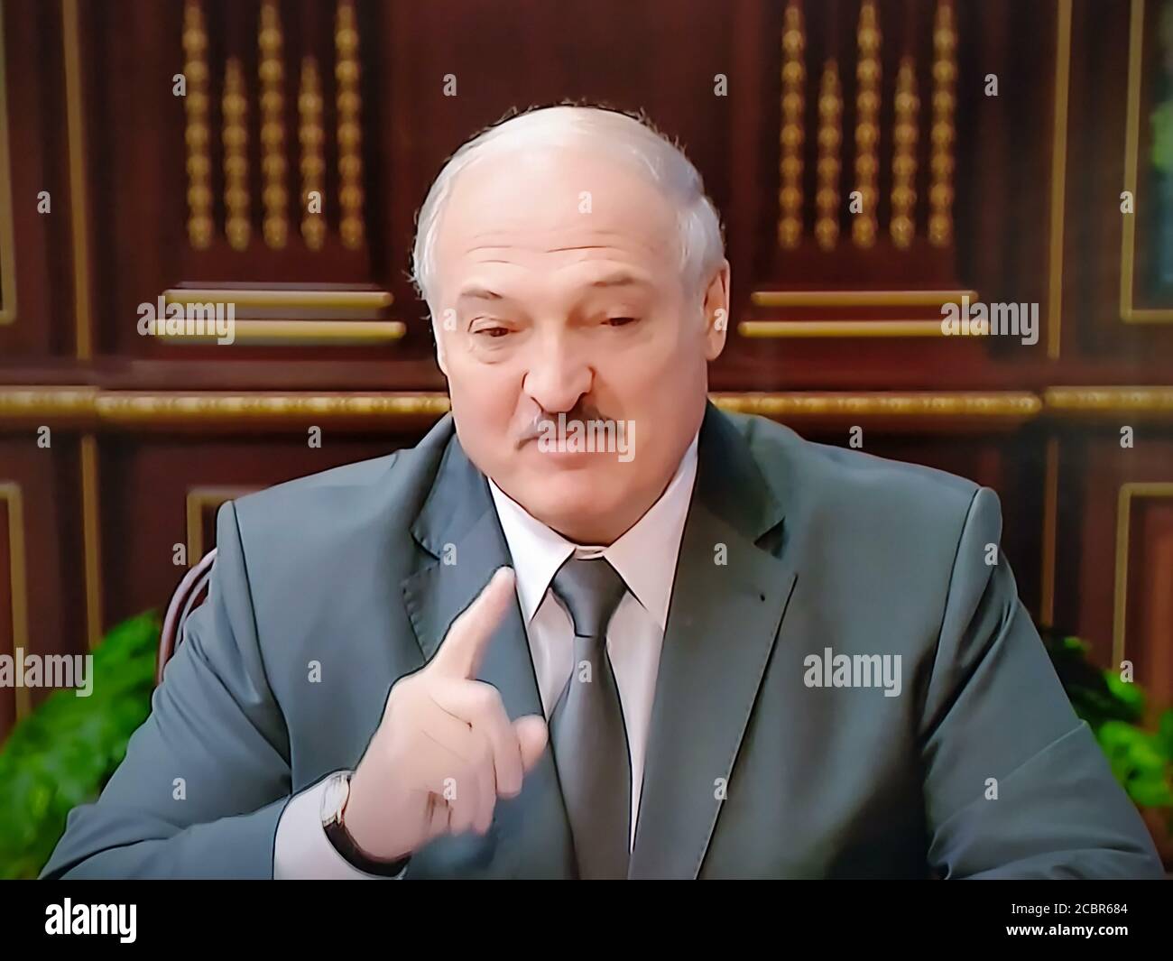 President of Belarus Alexander Lukashenko in his office. Photo from the ...