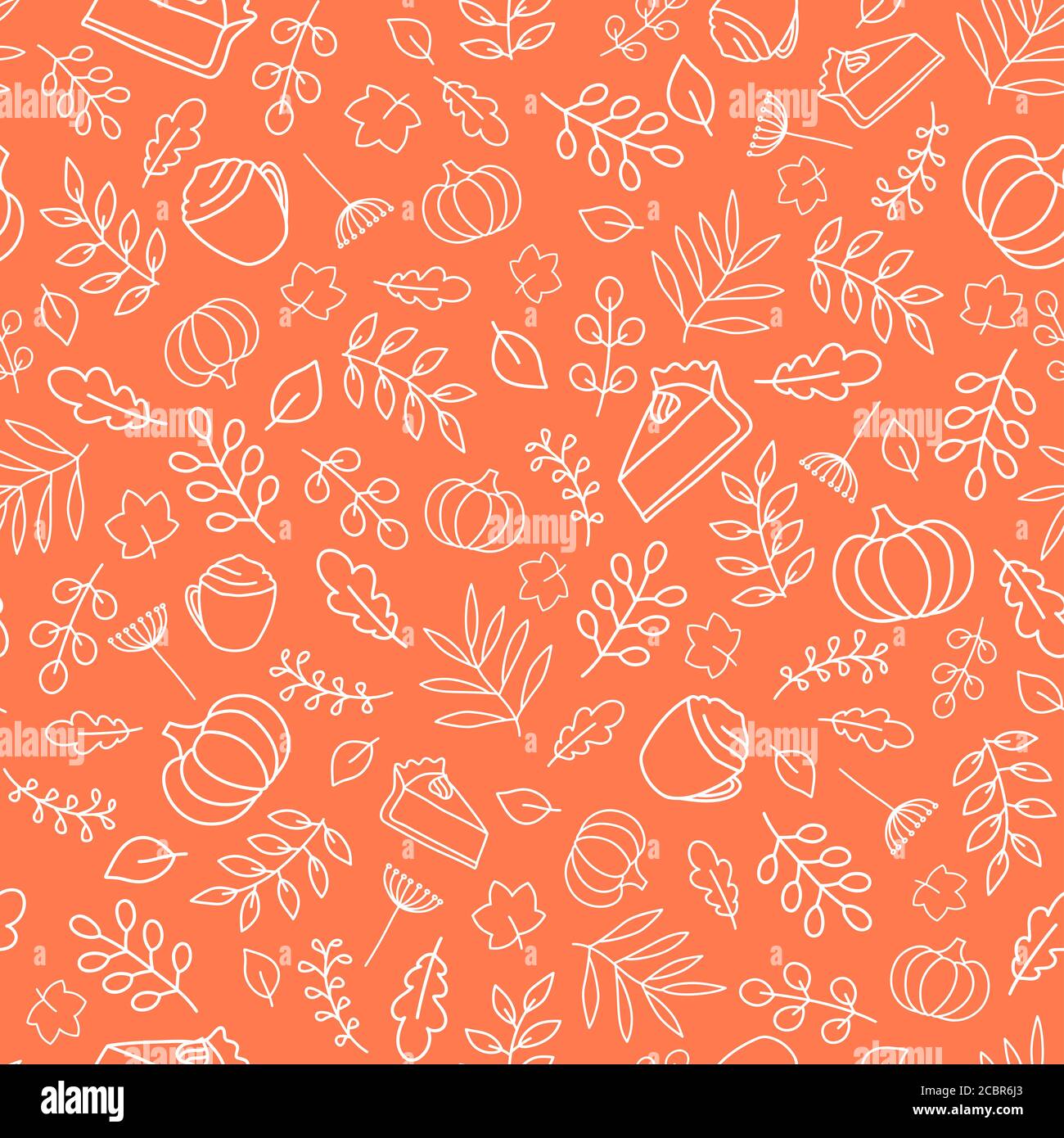 Pumpkin spice latte. Pumpkin pie. Autumn background. Seamless pattern ...