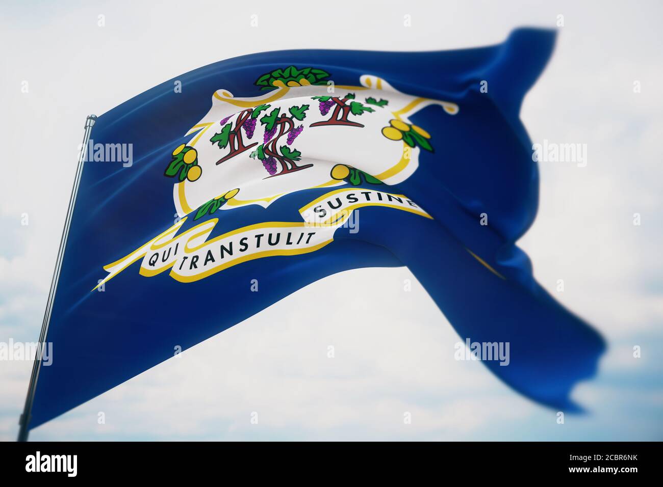 Flags of the states of USA. State of Connecticut flag. 3D illustration ...