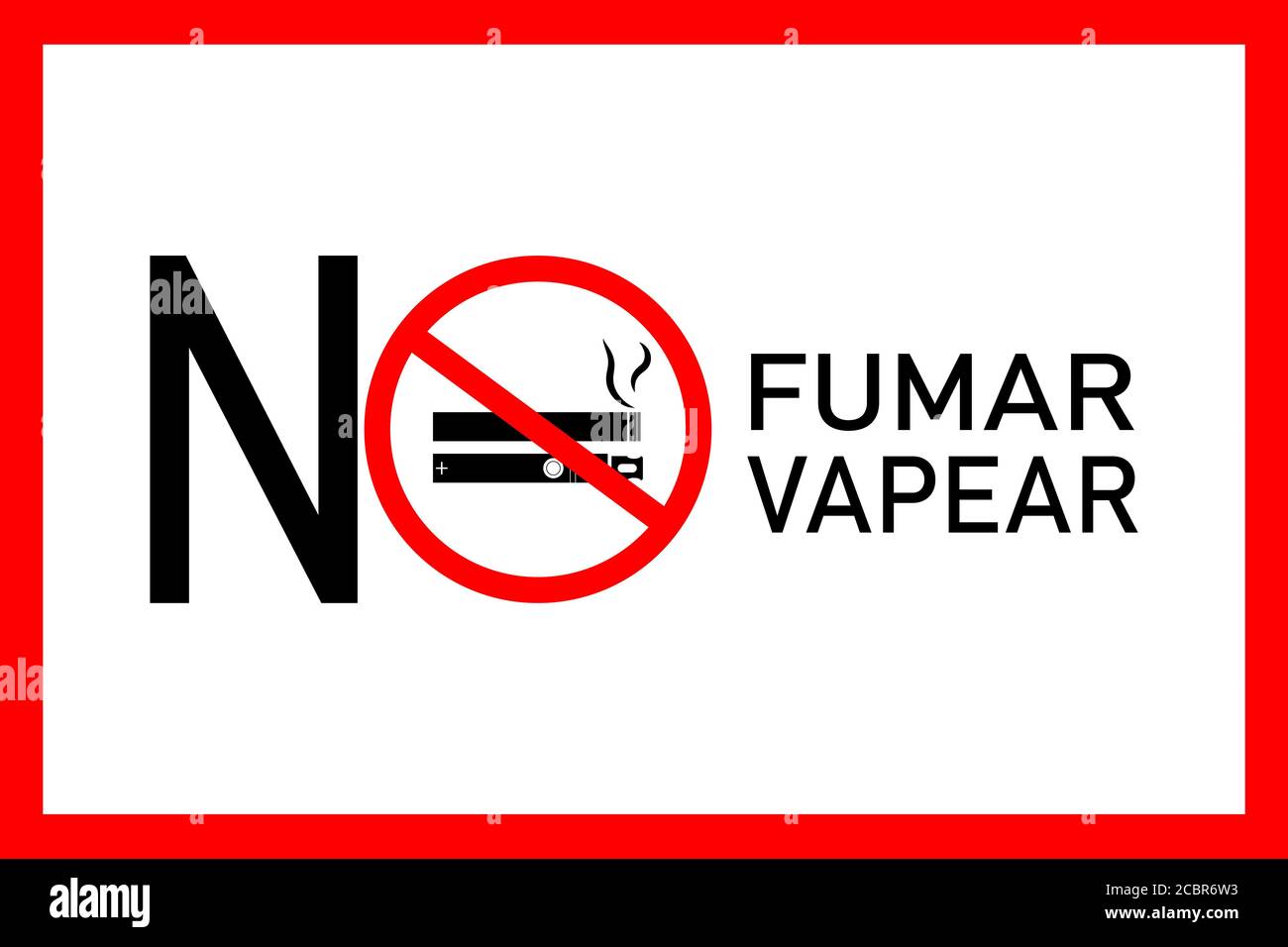 Vector illustration in spanish "No smoking, no vaping" ("No fumar, no ...