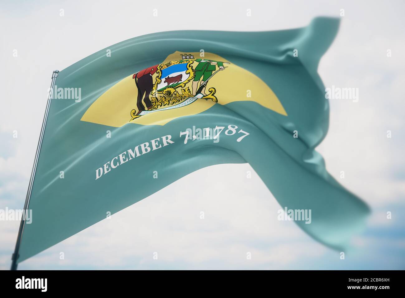 Flags of the states of USA. State of Delaware flag. 3D illustration ...