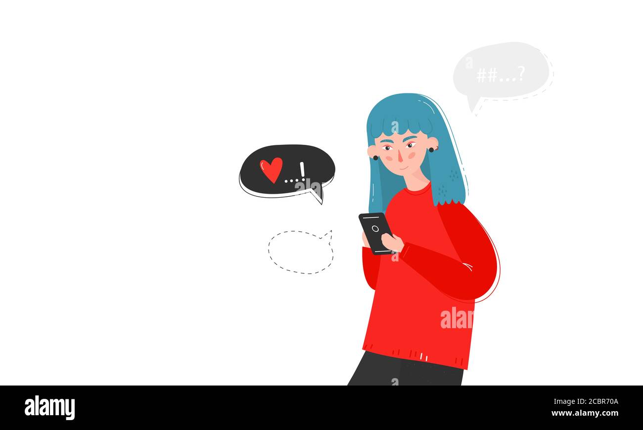girl with phone vector Stock Vector Image & Art - Alamy