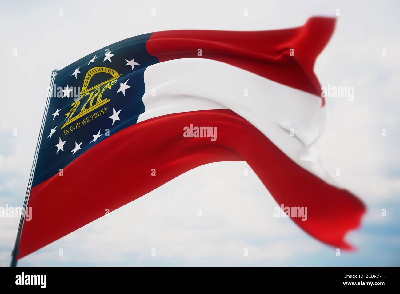 Flags of the states of USA. State of Georgia flag. 3D illustration ...