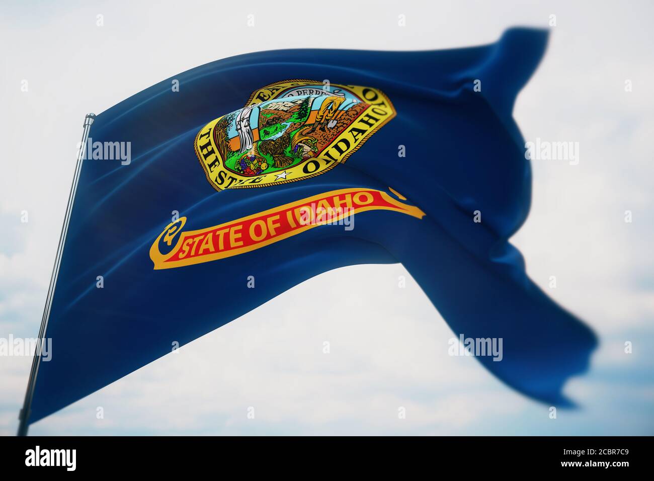 Flags of the states of USA. State of Idaho flag. 3D illustration ...