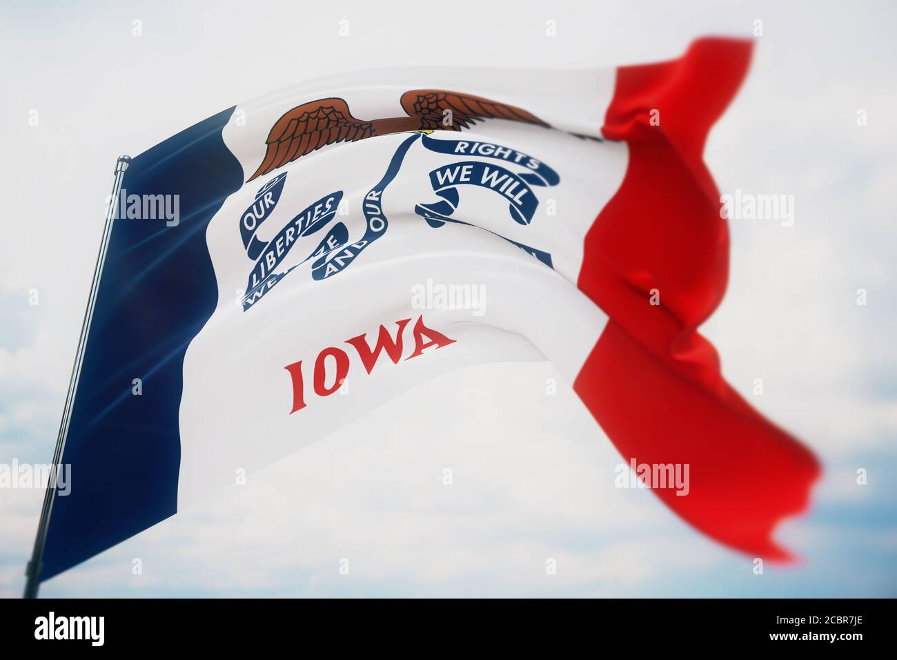 Flags of the states of USA. State of Iowa flag. 3D illustration. United ...