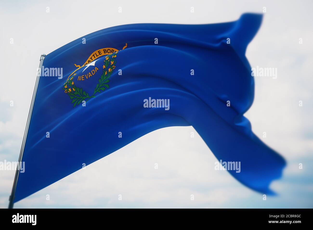 Flags of the states of USA. State of Nevada flag. 3D illustration ...