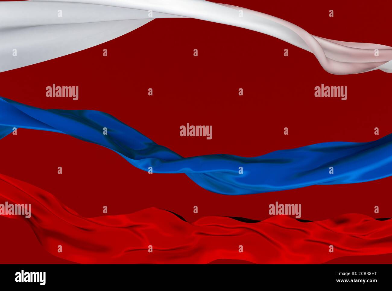 3d illustration of Russian tricolor Flag Ribbons Waving on red Stock ...