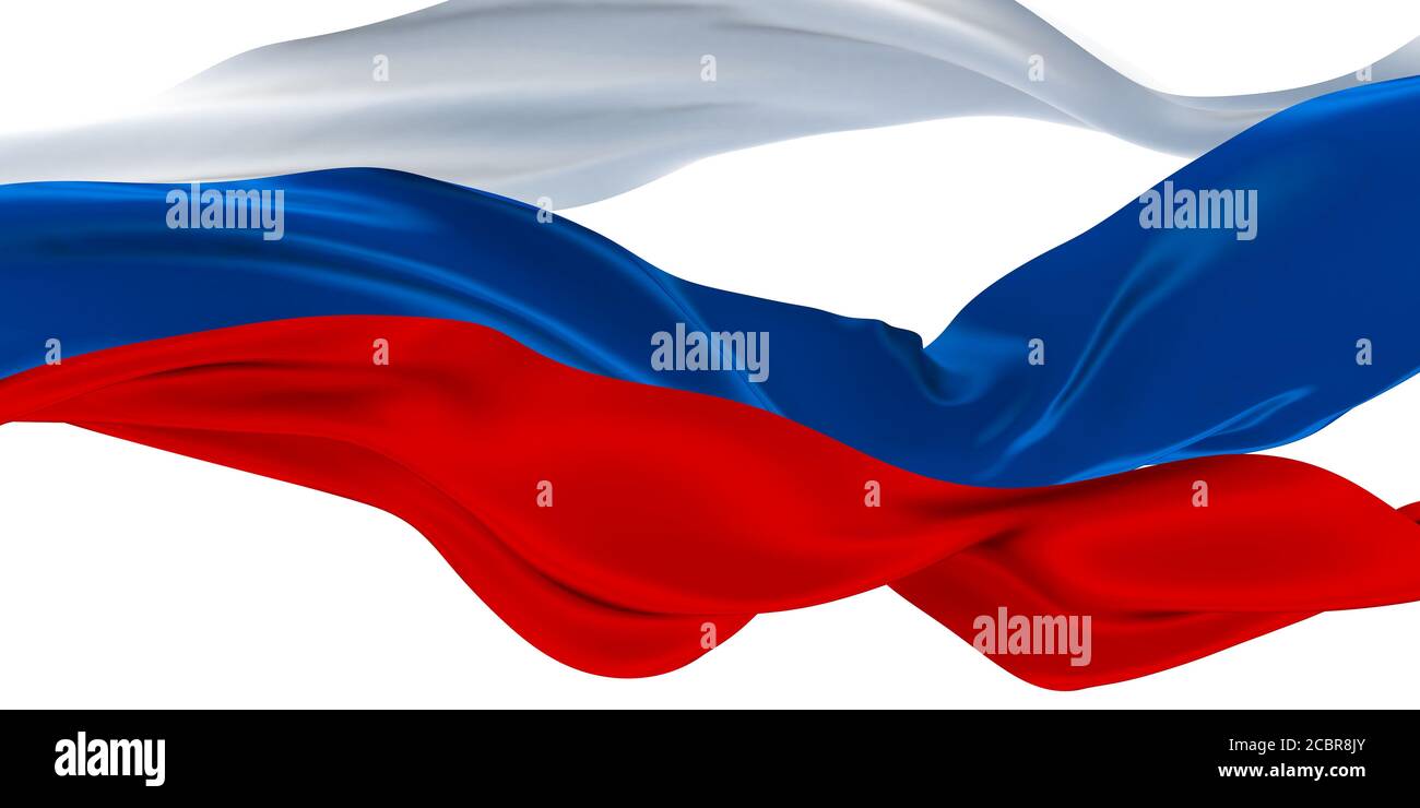 3d illustration of Russian tricolor Flag Ribbons Waving - Isolated ...
