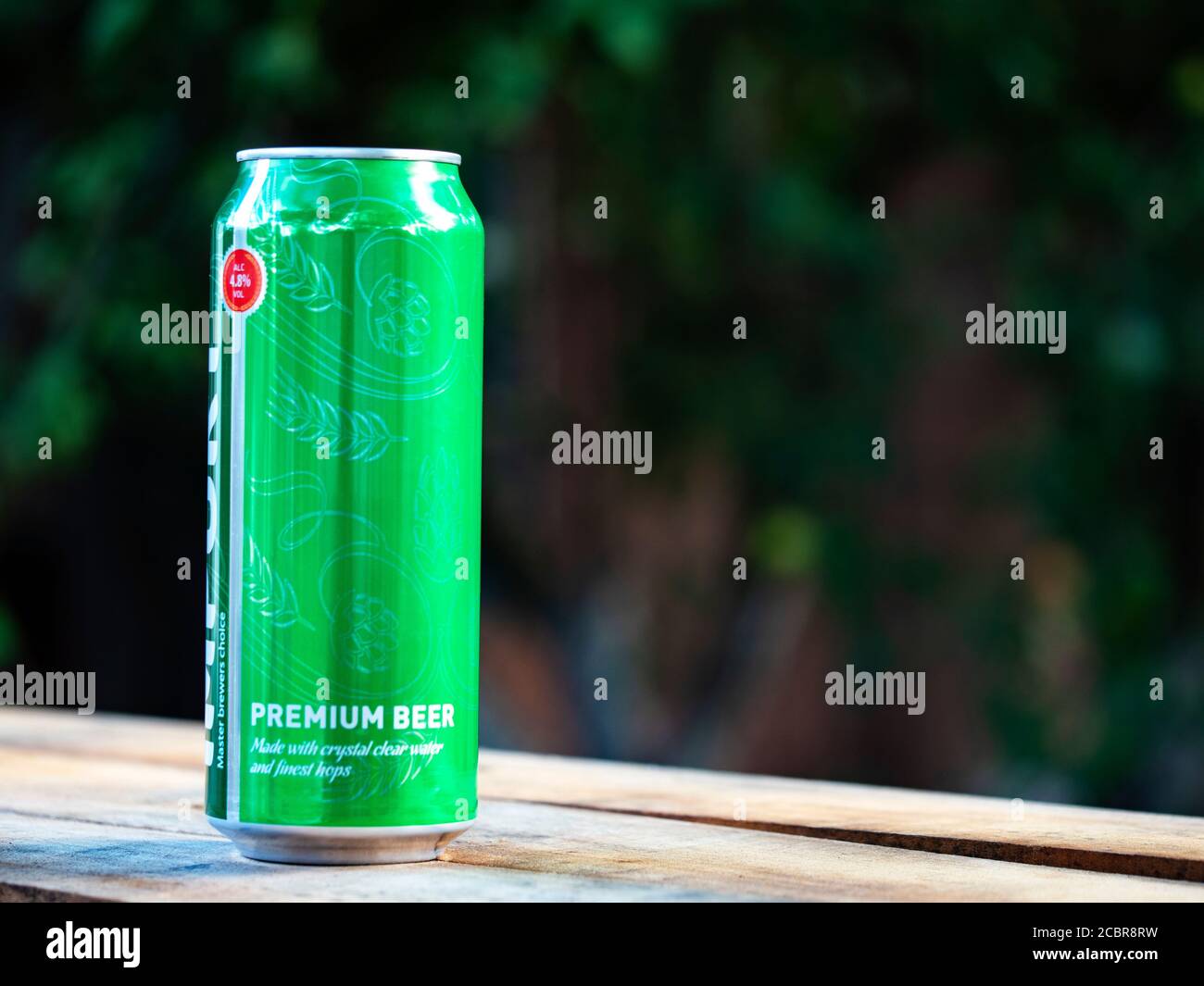 In this photo illustration a Holland Import beer can seen displayed on ...