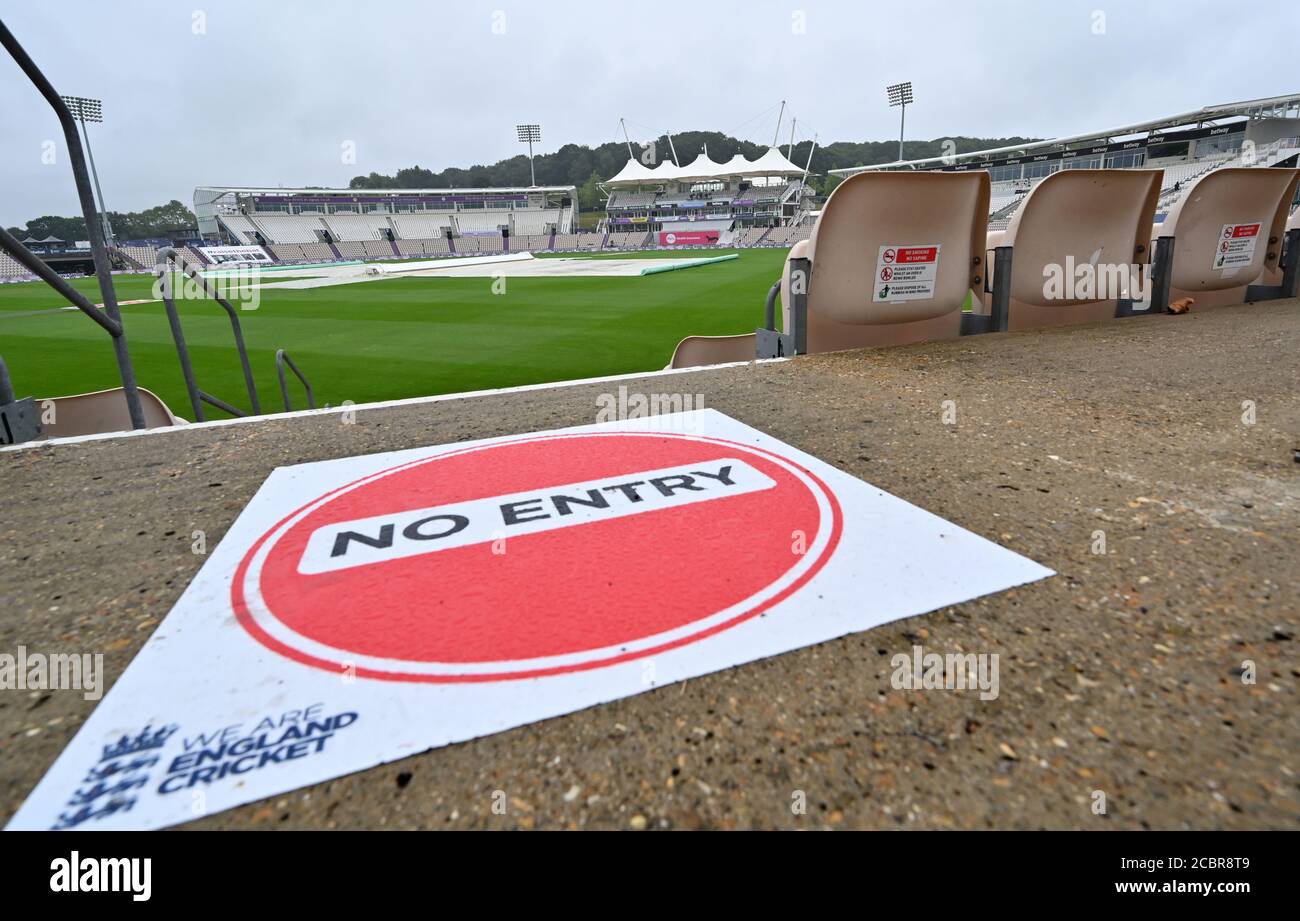 A no entry social distancing sign at the Ageas Bowl, Southampton Stock ...