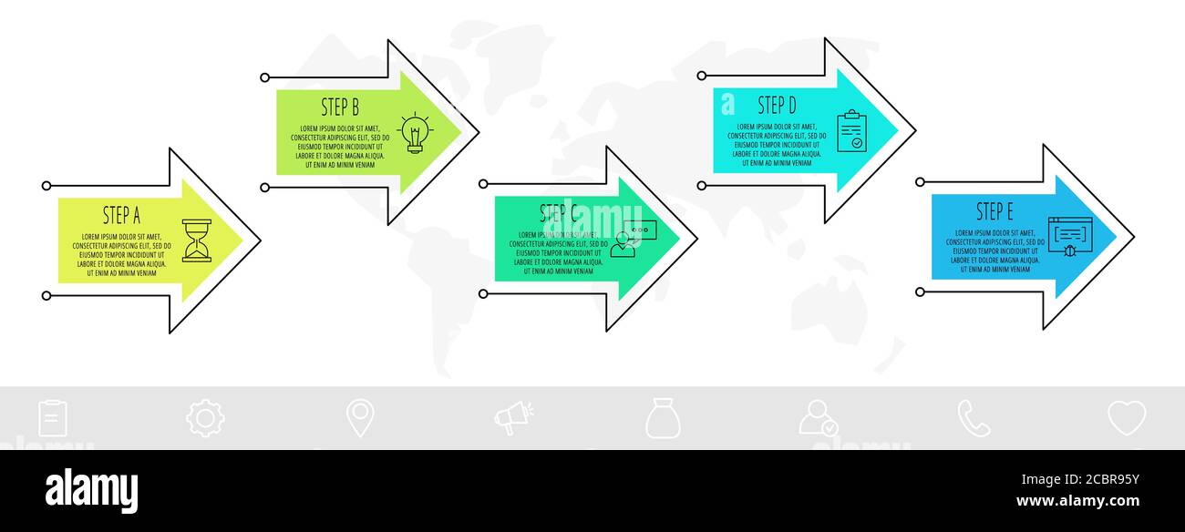 Vector infographics arrows with 5 steps, icons. Can be used for diagram ...