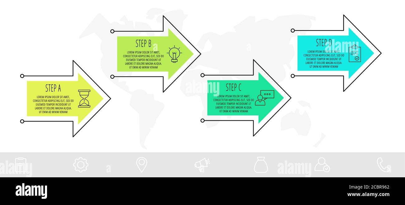Vector infographics arrows with 4 steps, icons. Can be used for diagram ...