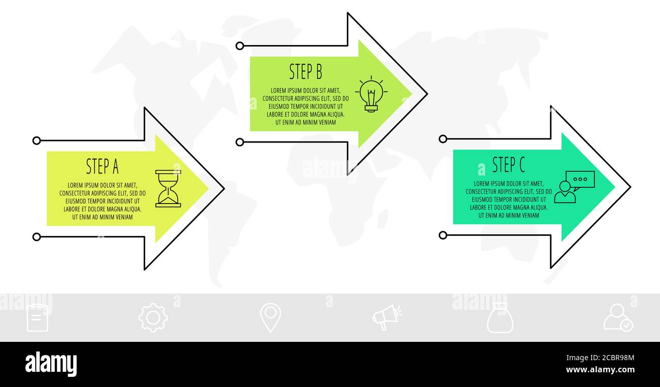 Vector infographics arrows with three steps, icons. Can be used for ...