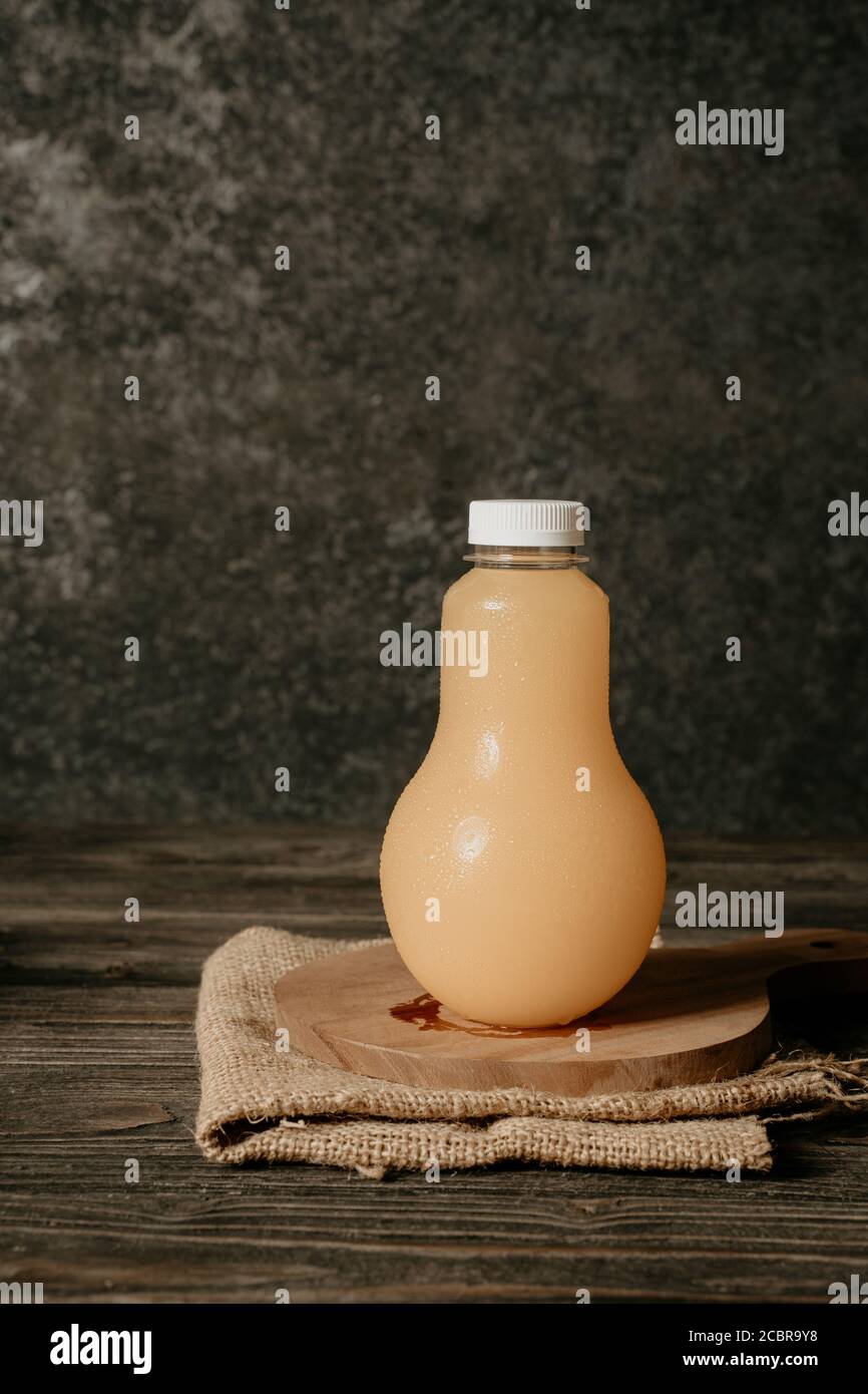 fresh liquid food product on blank plastic container bottle mockup ...