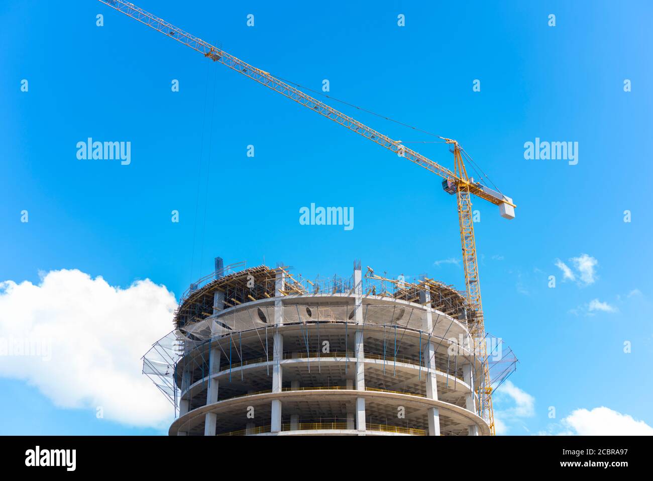 construction site and blue sky , structural steel beam build large ...