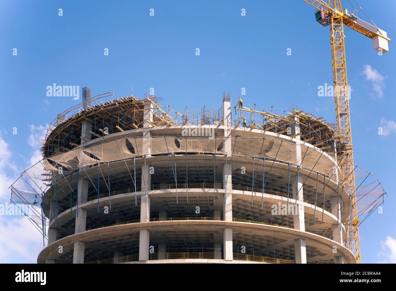 construction site and blue sky , structural steel beam build large ...