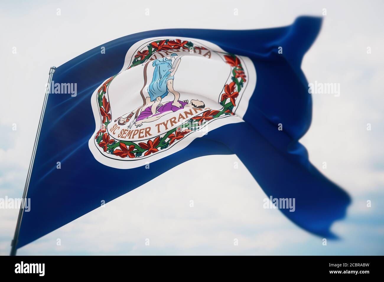 Flags of the states of USA. State of Virginia flag. 3D illustration ...