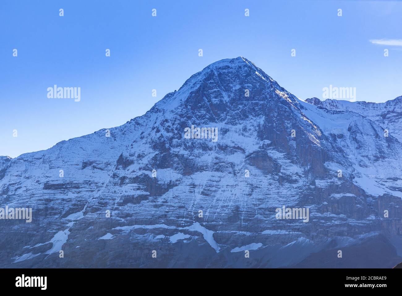 Stunning close up view of the north face of Eiger in autumn, famous ...