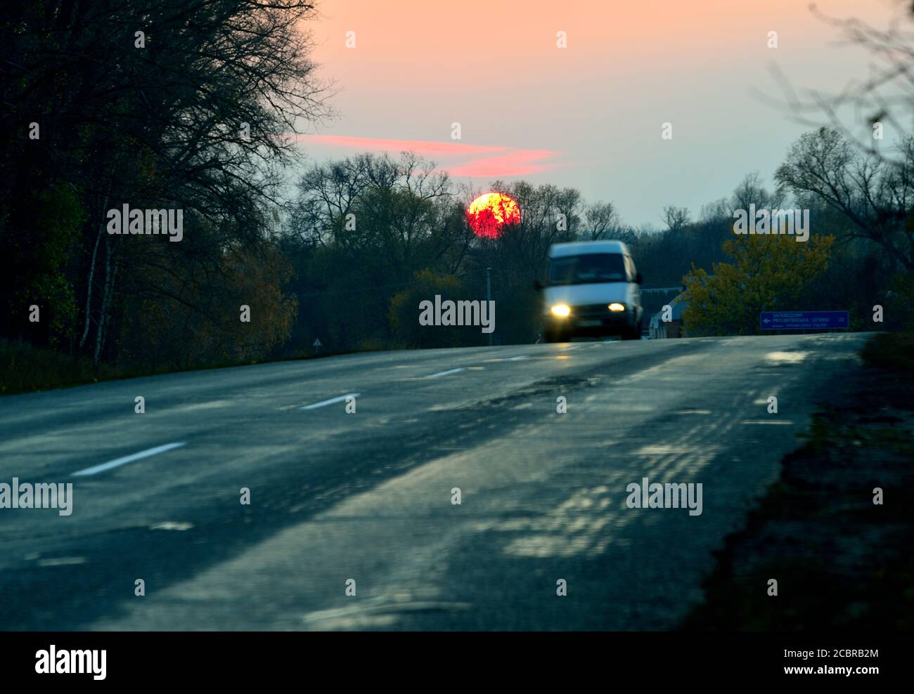 An sunset road view Stock Photo - Alamy