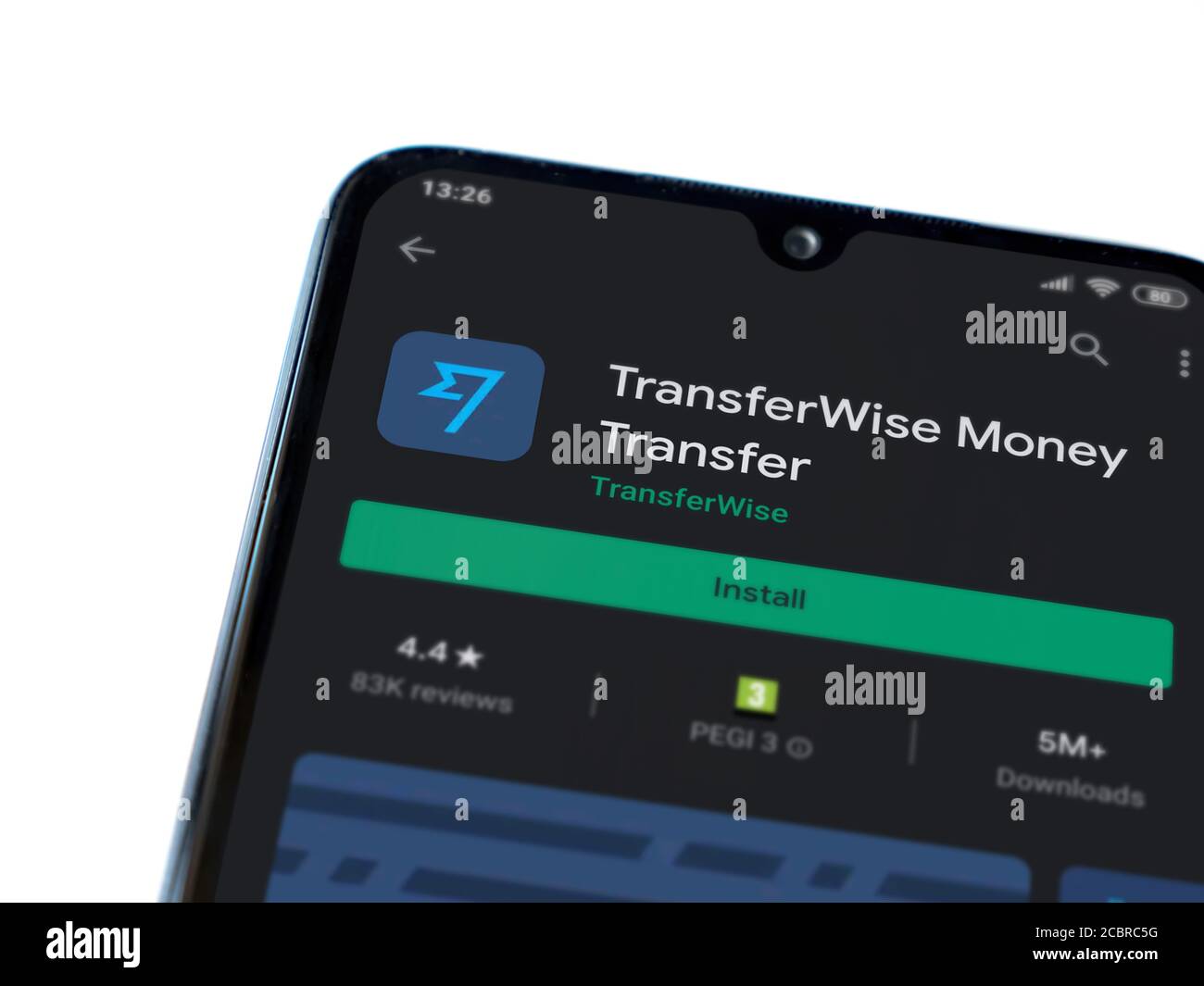 Lod, Israel - July 8, 2020: TransferWise app play store page on the ...