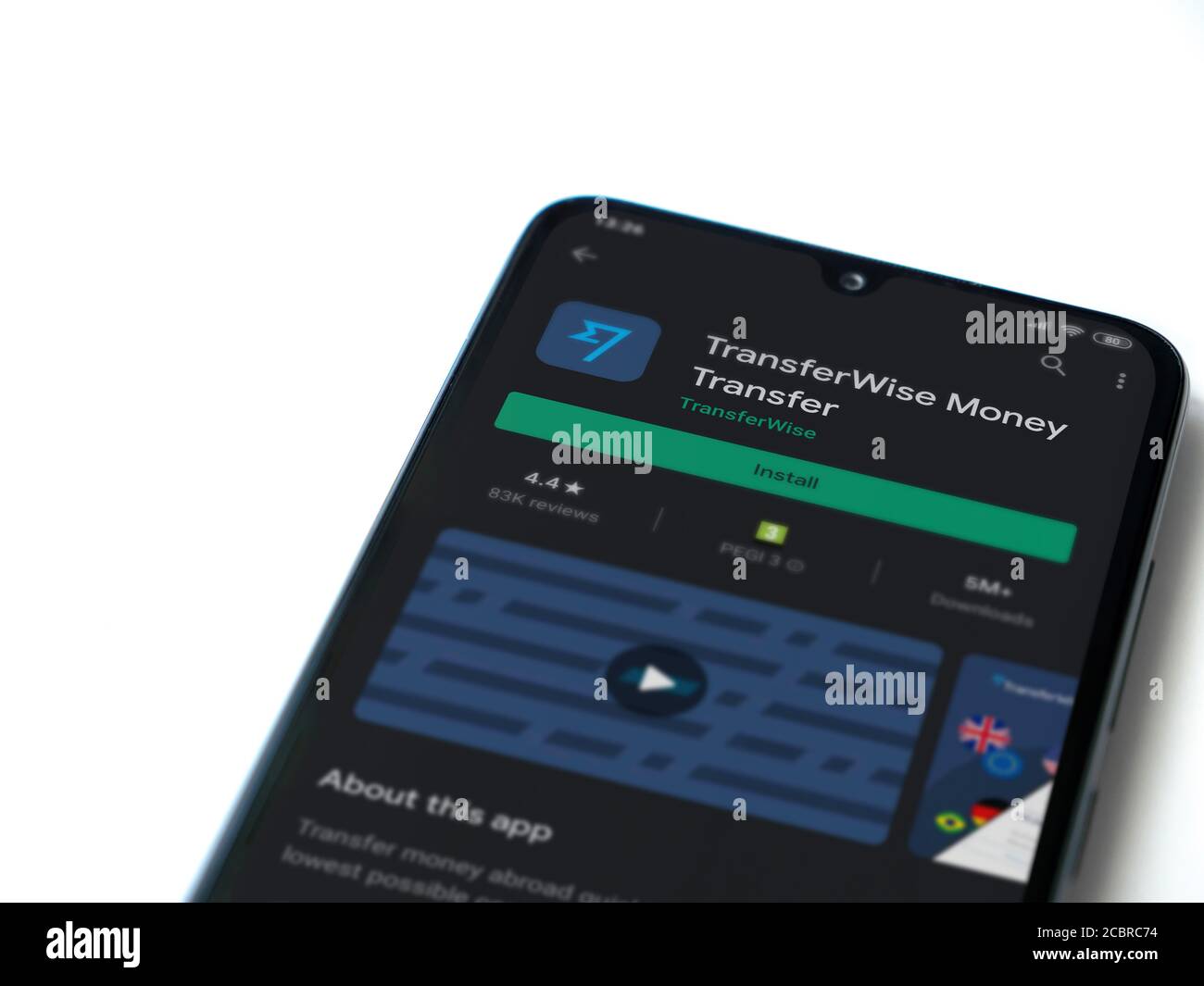 Lod, Israel - July 8, 2020: TransferWise app play store page on the ...