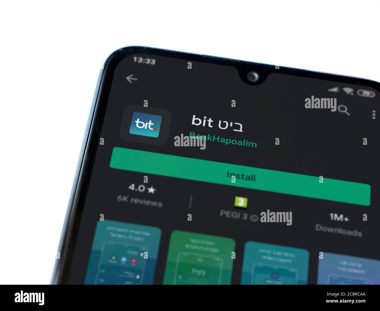 Lod, Israel - July 8, 2020: Bit app play store page on the display of a ...
