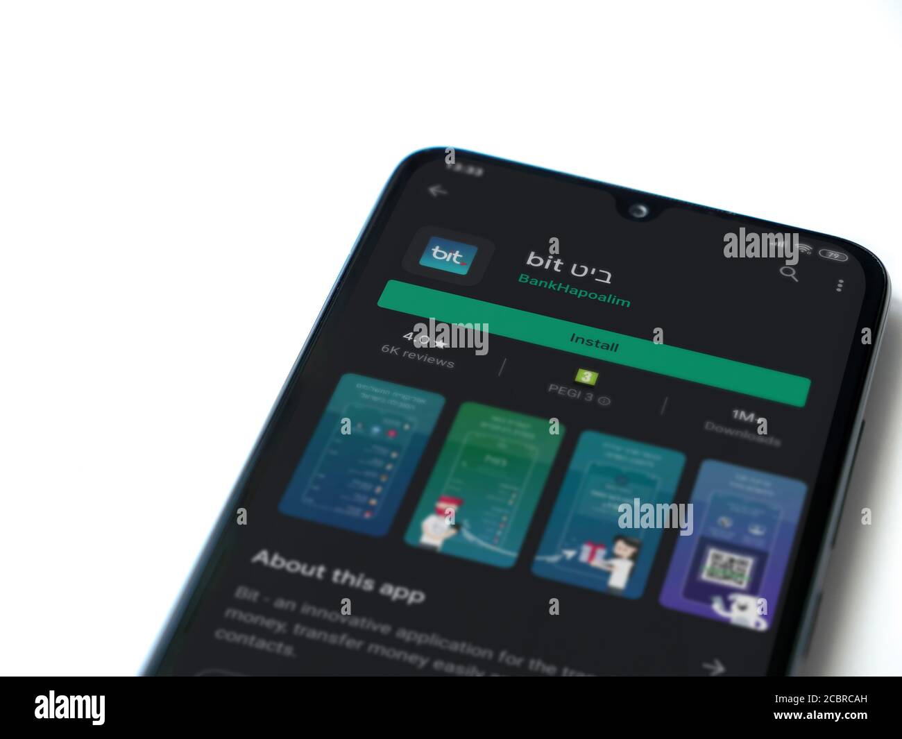 Lod, Israel - July 8, 2020: Bit app play store page on the display of a ...