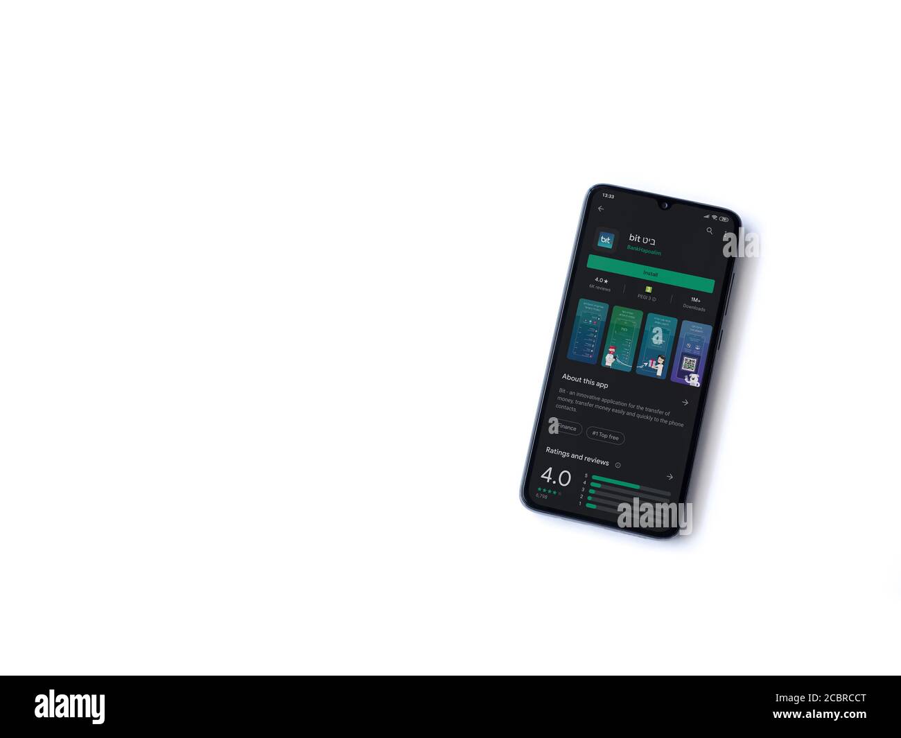 Lod, Israel - July 8, 2020: Bit app play store page on the display of a ...
