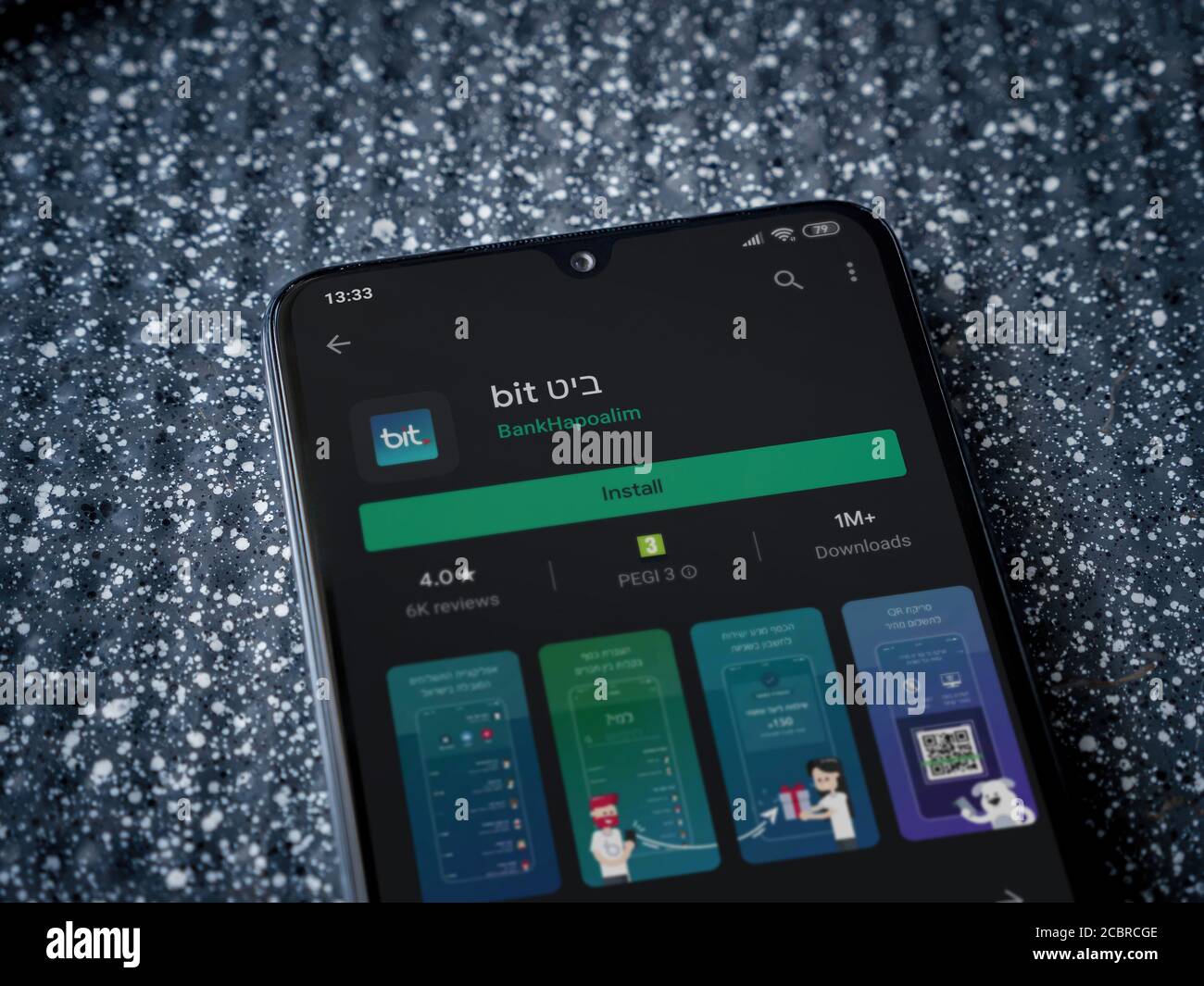 Lod, Israel - July 8, 2020: Bit app play store page on the display of a ...