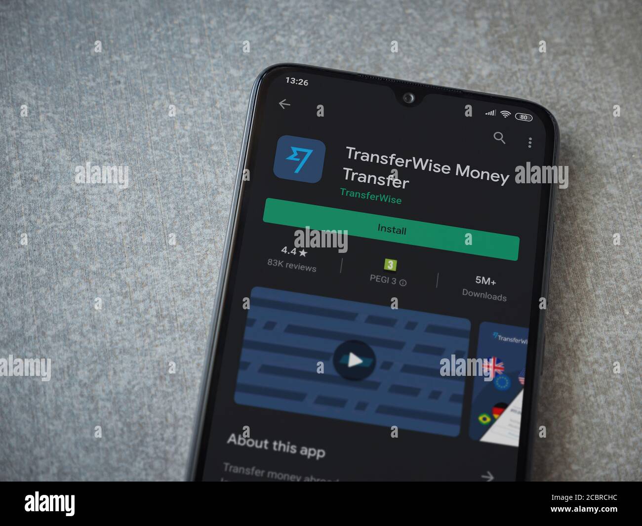 Lod, Israel - July 8, 2020: TransferWise app play store page on the ...
