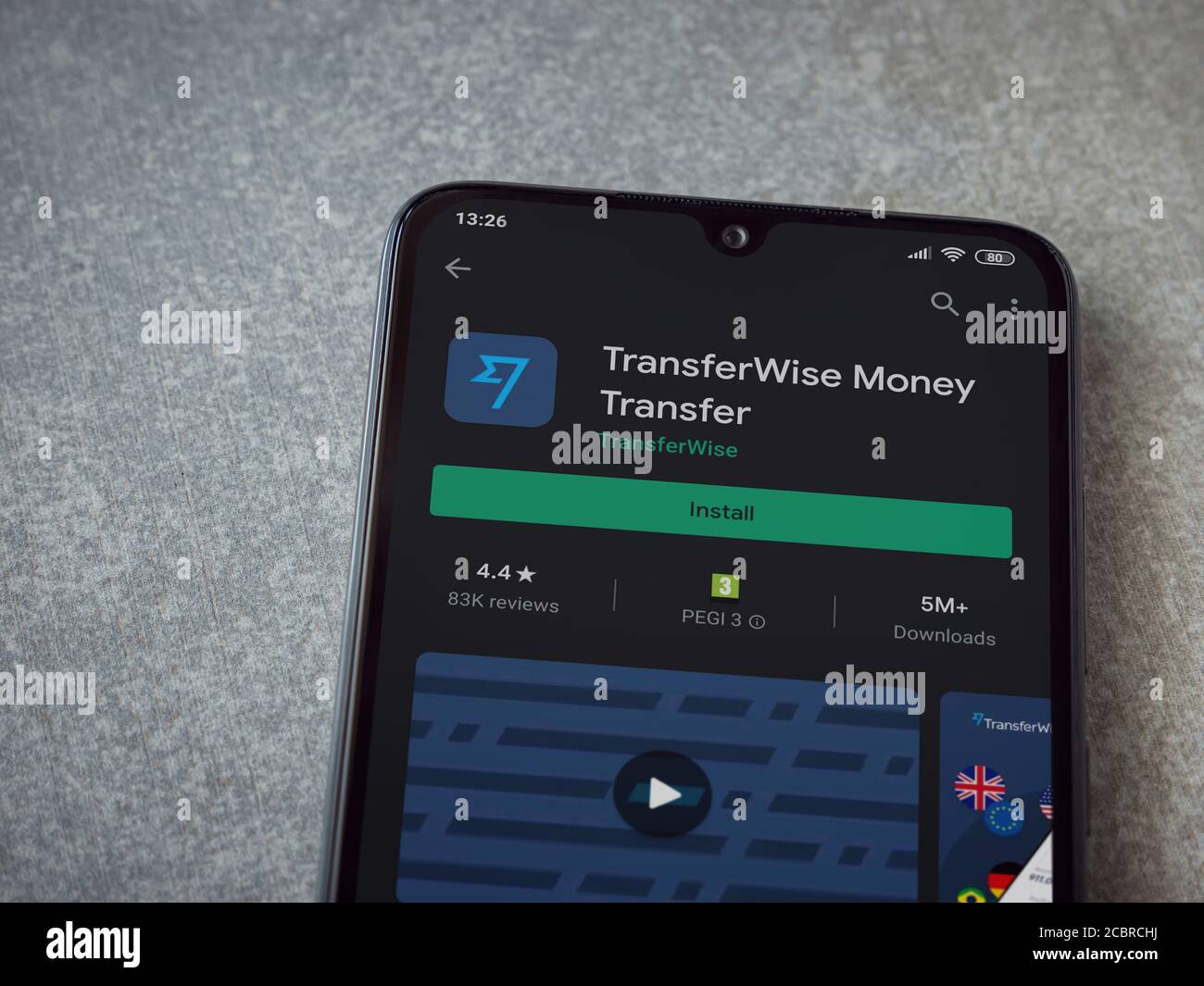 Lod, Israel - July 8, 2020: TransferWise app play store page on the ...