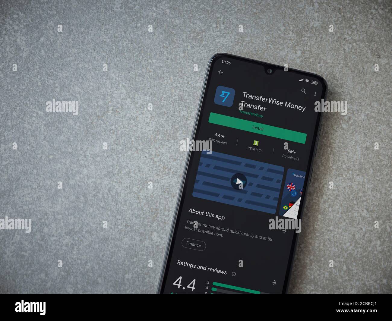 Lod, Israel - July 8, 2020: TransferWise app play store page on the ...