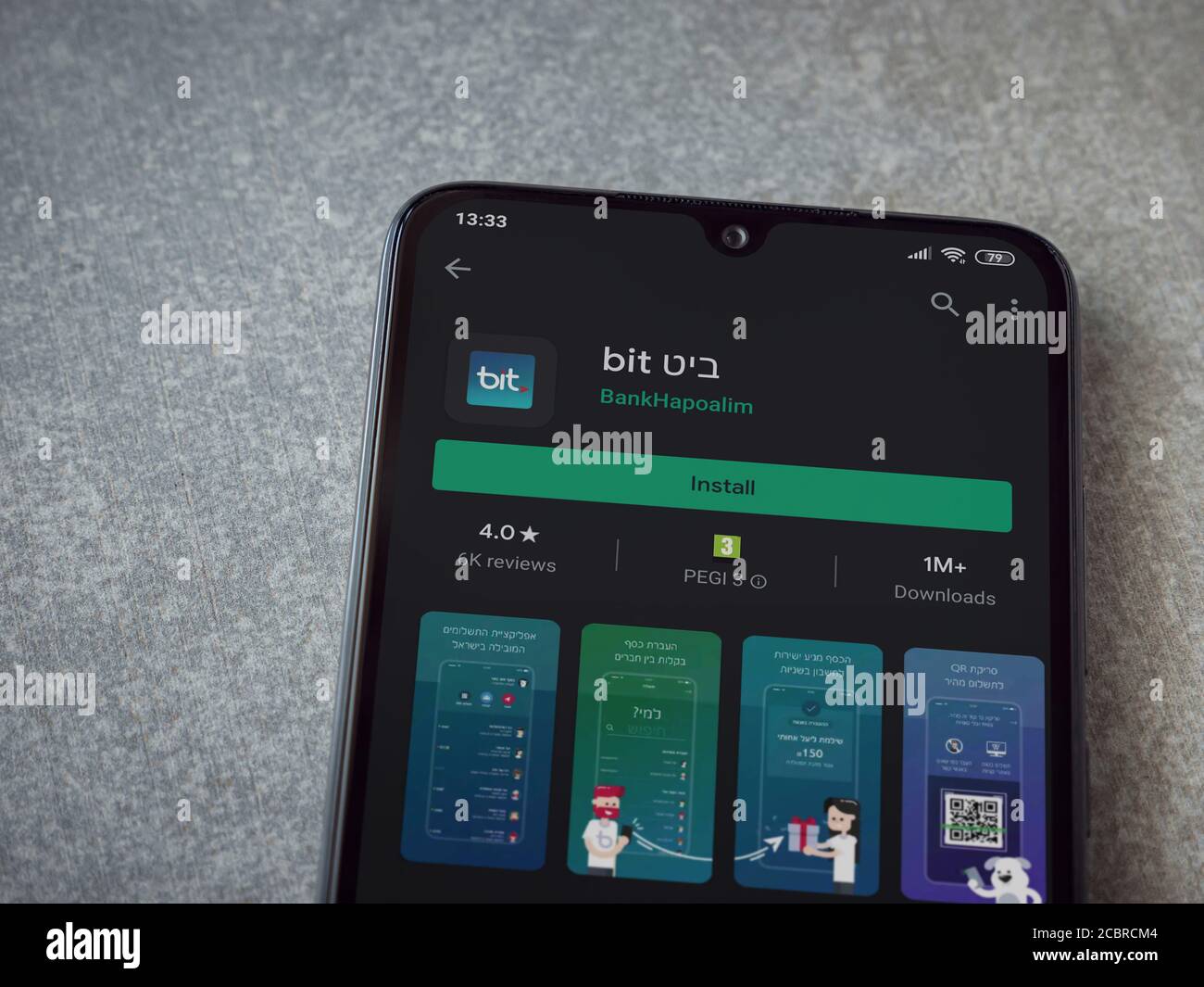 Lod, Israel - July 8, 2020: Bit app play store page on the display of a ...