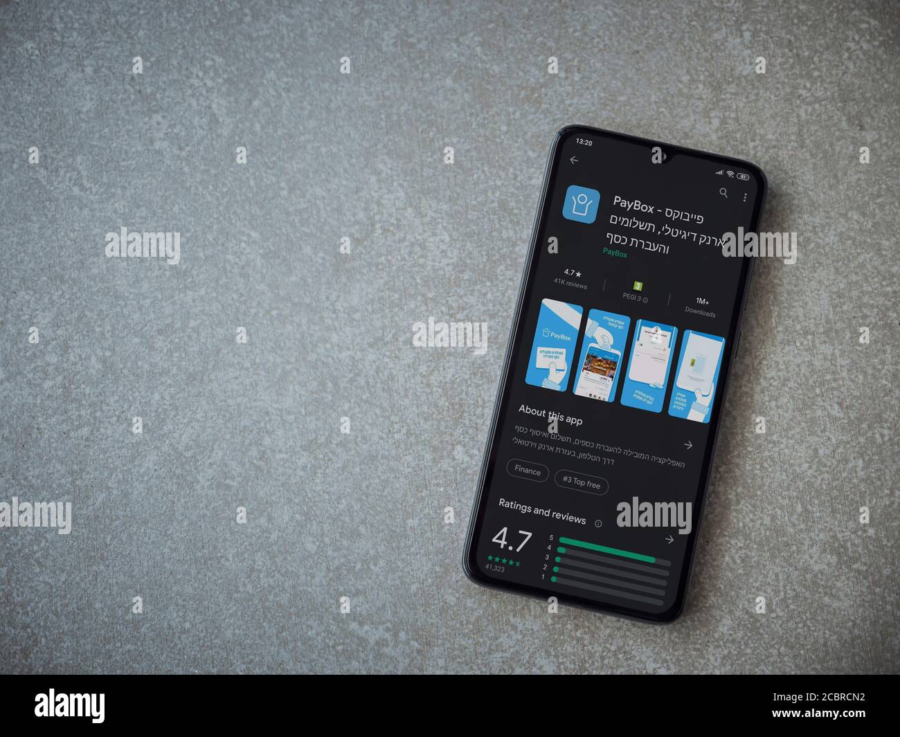 Lod, Israel - July 8, 2020: PayBox app play store page on the display ...