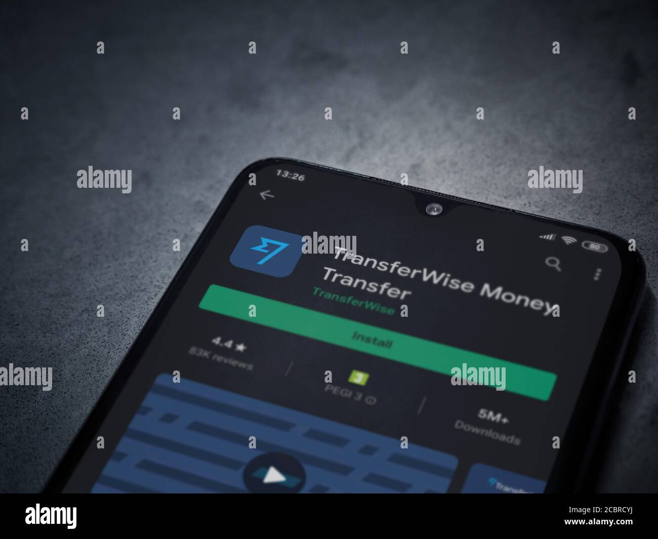 Lod, Israel - July 8, 2020: TransferWise app play store page on the ...