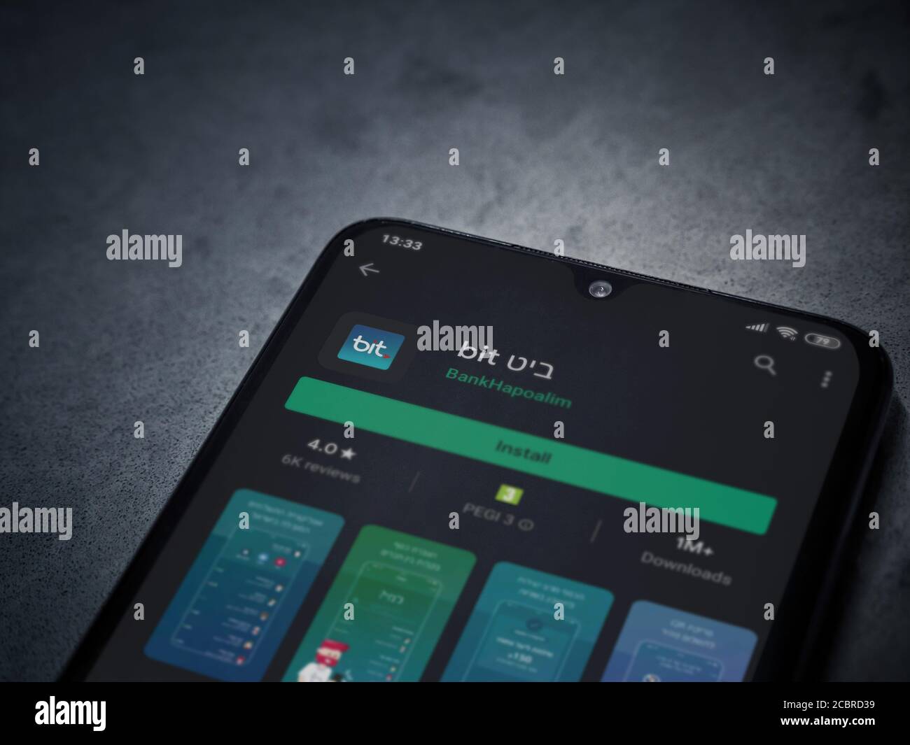Lod, Israel - July 8, 2020: Bit app play store page on the display of a ...