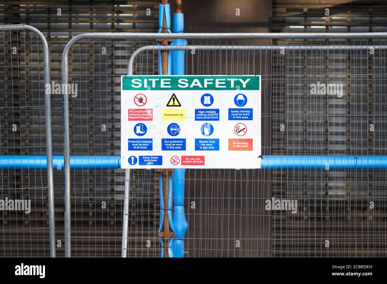 Construction site health and safety message rules sign board signage on ...