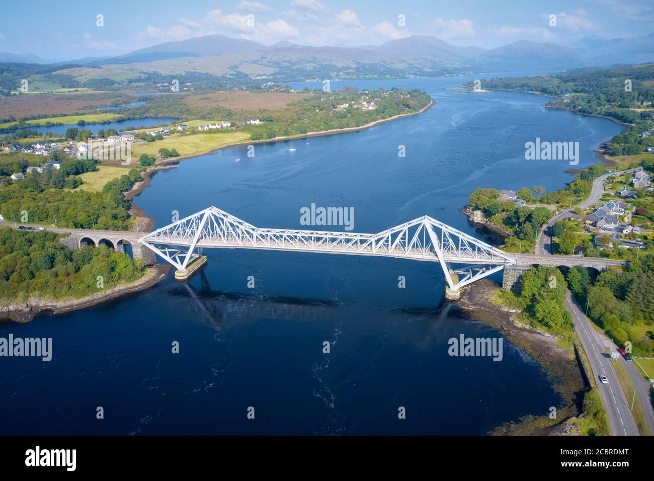 Connel Bridge steel cantilever structure ocean sea road crossing over ...