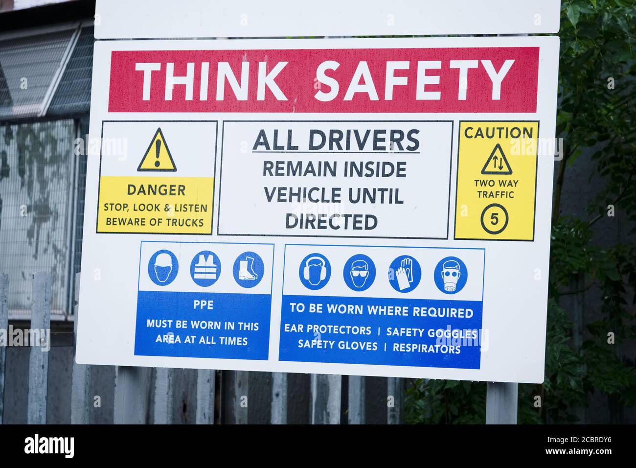 Construction site health and safety message rules sign board signage on ...
