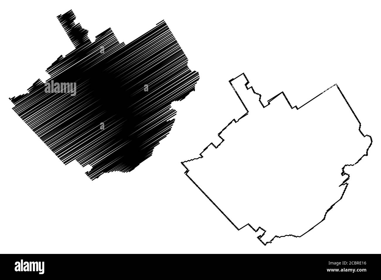 Quebec City (Canada, Quebec Province) map vector illustration, scribble ...