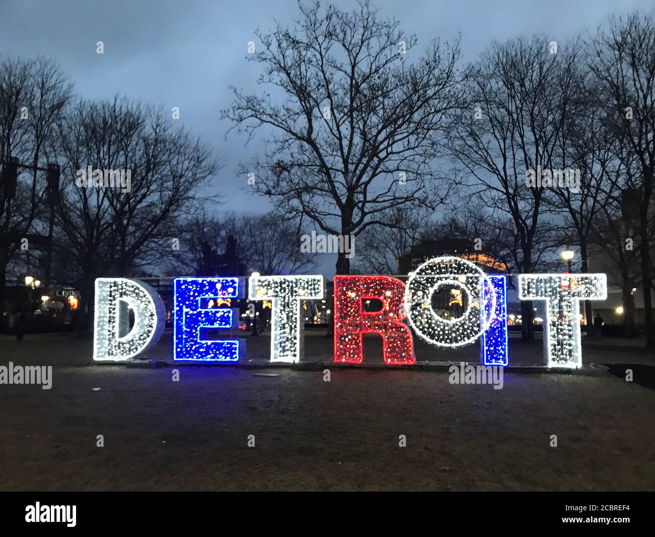 Detroit sign at Grand Circus Park. Detroit, Michigan / USA Stock Photo ...