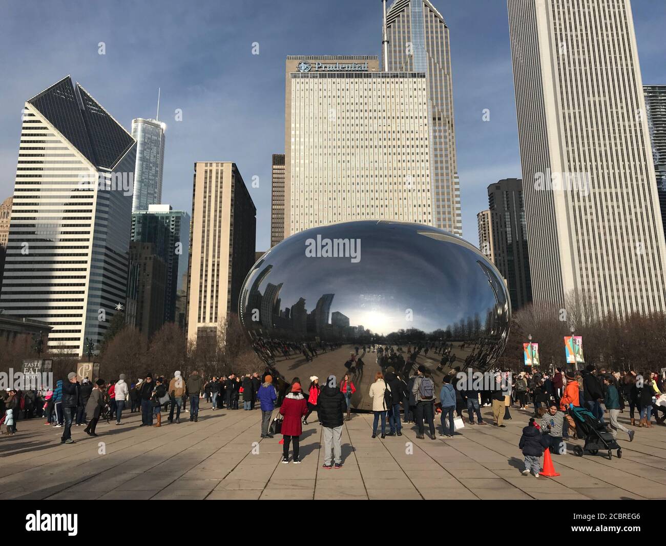The famous Cloud Gate sculpture (nicknamed The bean) at millennium park ...