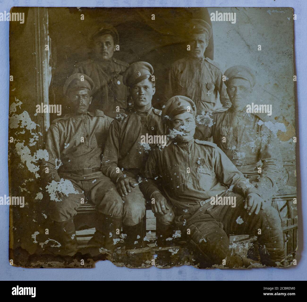 Historical picture of the Great War times, group of soldiers of Russian ...