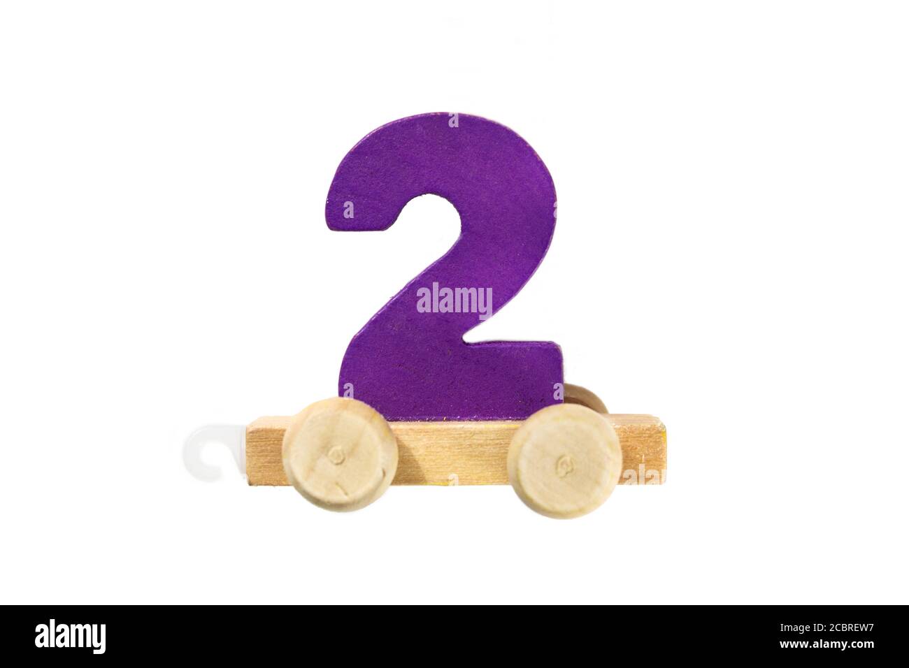 Wooden toy train with track numbers two. Learn, make. Wooden number two ...
