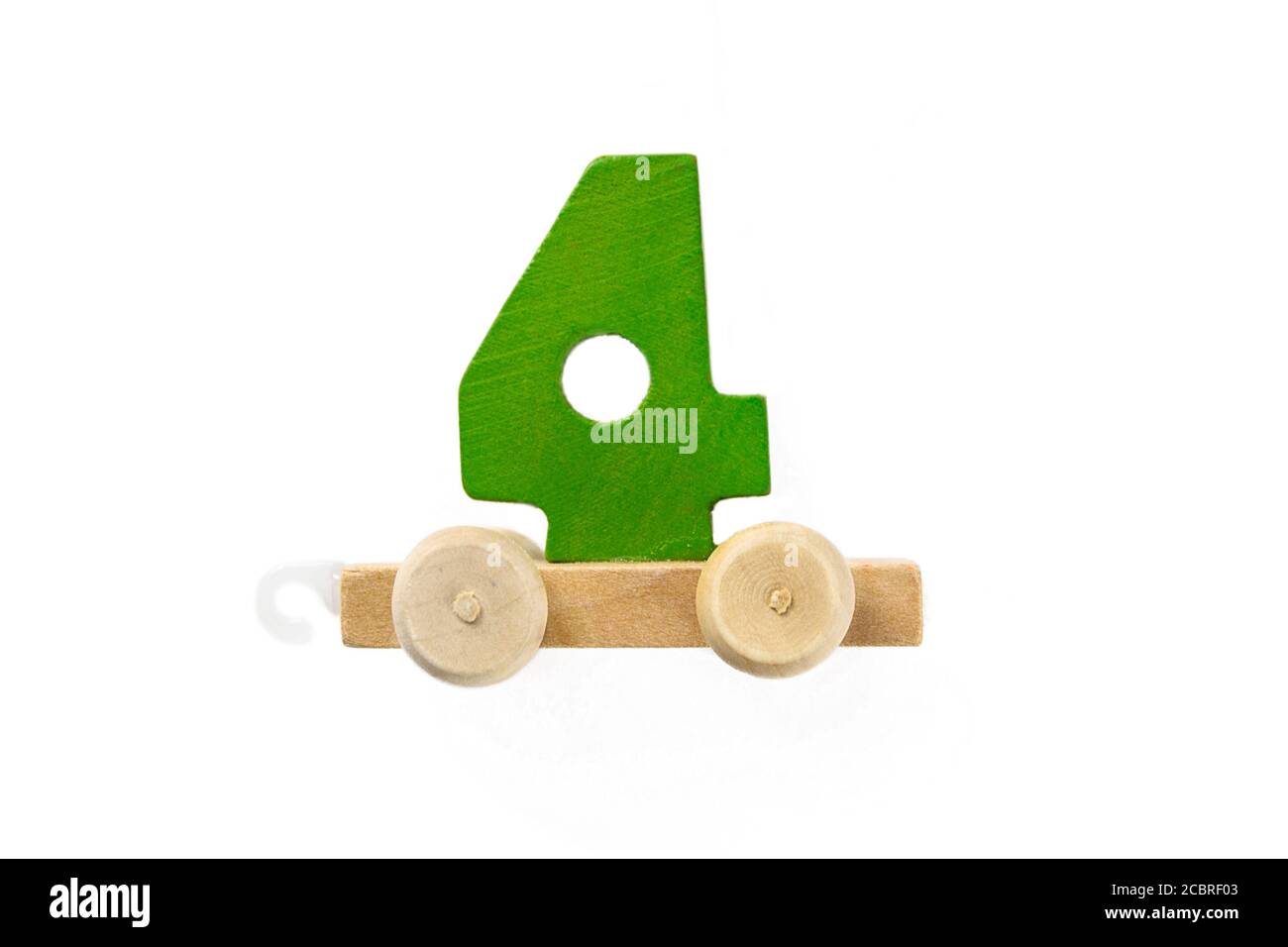 Wooden toy train with track numbers four. Learn, make. Wooden number ...